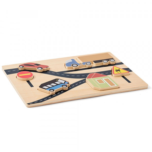 Kids Concept - Houten inlegpuzzel - Auto Puzzel Aiden | Keekabuu